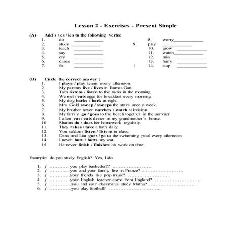 Lesson 2 simple present | DOCX