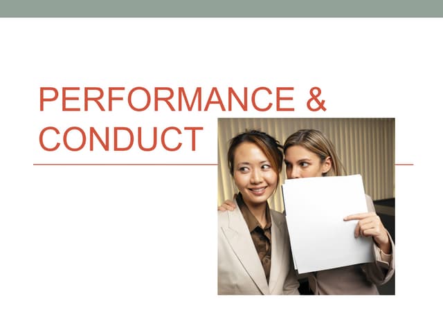 Conduct vs. performance documenting employee performance issues. | PPTX