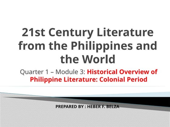 21st Century Module 4 - Historical Overview of Philippine Literature ...