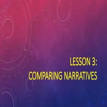 LESSON 3.COMPARING NARRATIVES Comparing the same narrative storyline ...