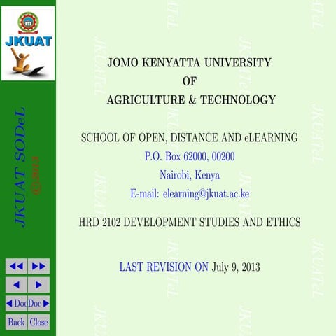 DEVELOPMENTAL STUDIES JKUAT ,,Sodel 4 ppt | PDF