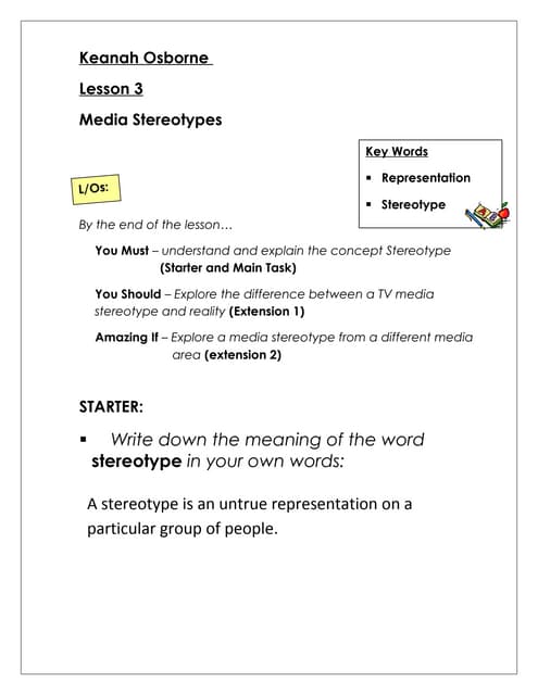 Stereotypes worksheet | DOC