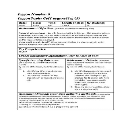 Lesson Plan-Tissues and Organs | DOCX