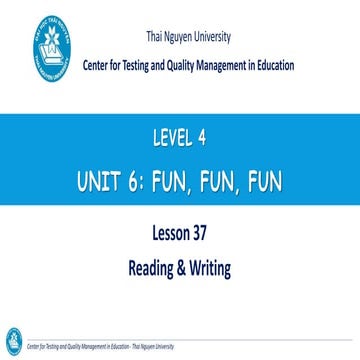 Lesson 37 - Level 4.pptx | Educational Assessment | Education