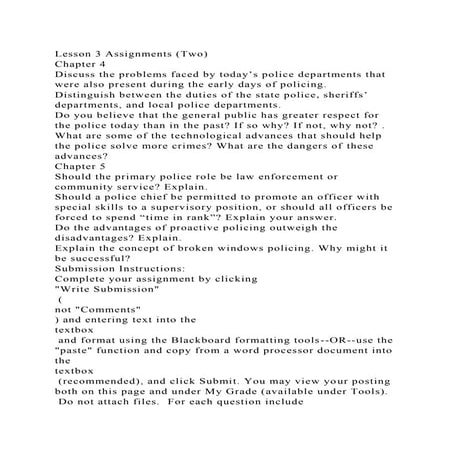 Lesson 3 Assignments (Two)Chapter 4Discuss the problems faced by.docx