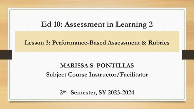 Steps in developing performance based assessment | PPTX