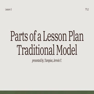 PARTS OF LESSON PLAN (TRADITIONAL MODEL) | PDF