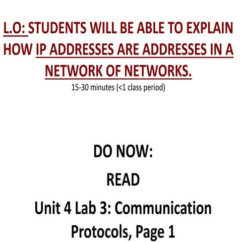 Lesson4.9 b u4l3 ip addresses | PPTX | Computer Networking | Computing