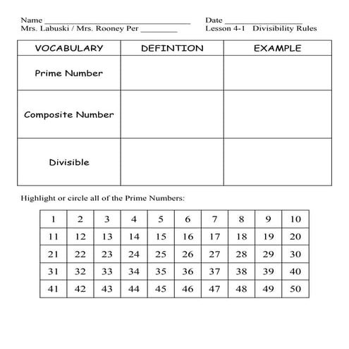 Lesson 4 1 divisibility rules | DOC