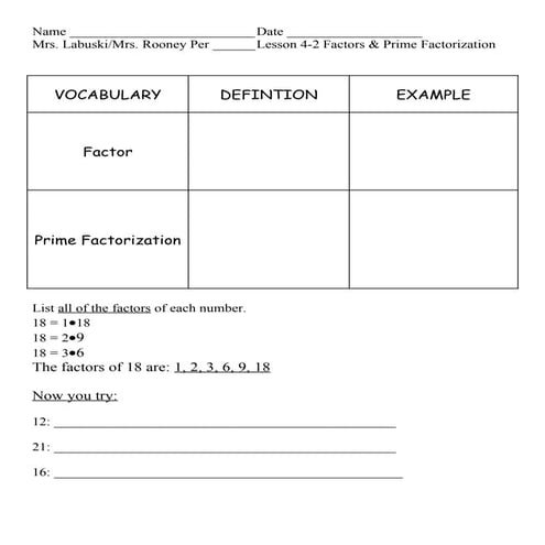 Lesson 4 2 factors and prime factorization | PDF