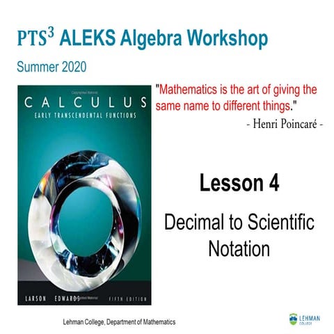 Lesson 4 Decimal To Scientific Notation Ppt