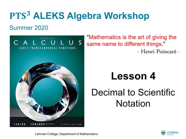 Lesson 4 Decimal To Scientific Notation Ppt