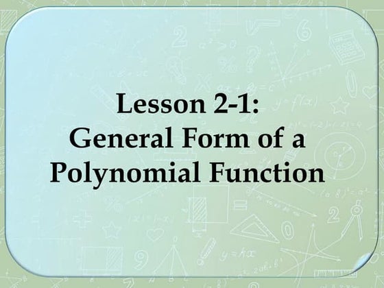 Polynomial function | PPTX