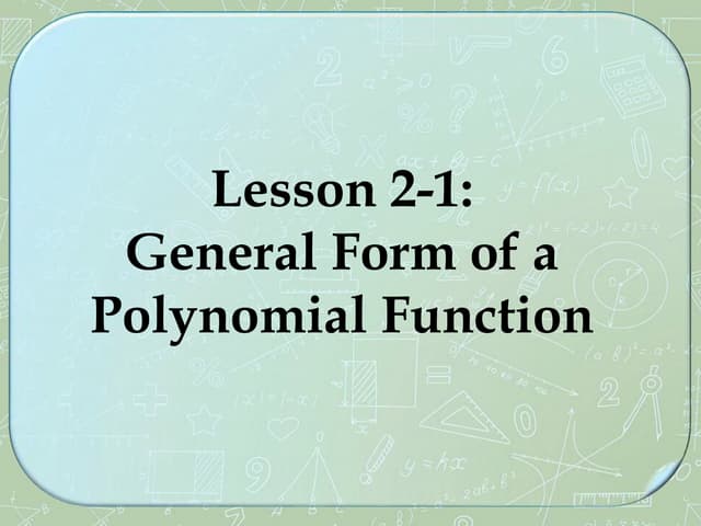 Polynomial function | PPTX