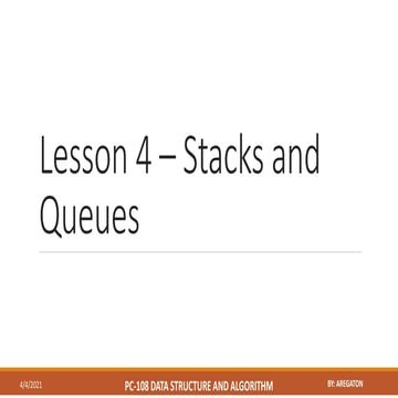 Lesson 4 stacks and queues | PDF | Programming Languages | Computing