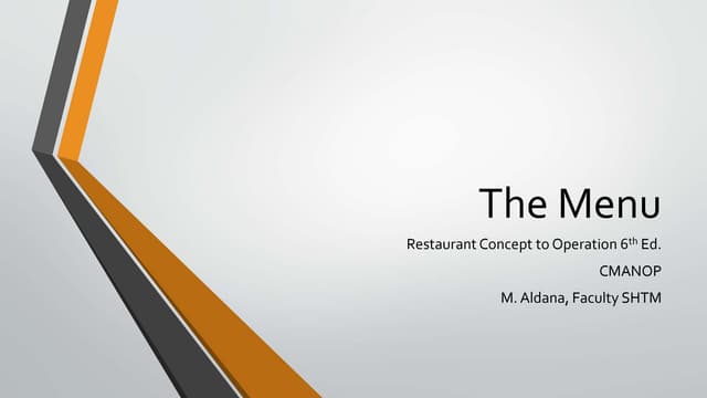 Menu Planning | PPT