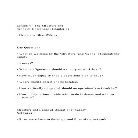 Lesson 4 - The Structure and Scope of Operations (Chapter 5).docx