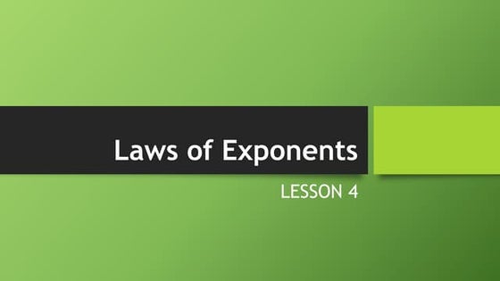 Laws Of Exponents | PPT | Physics | Science