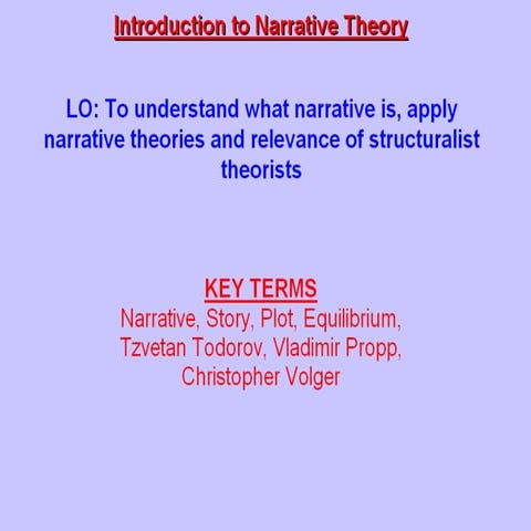 Introduction to Narrative Theory | PPT