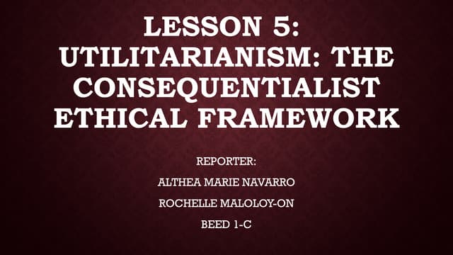 Utilitarianism | PPT