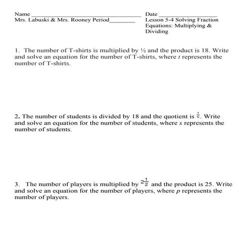 Unit 6 lesson 4 solving equations | DOCX