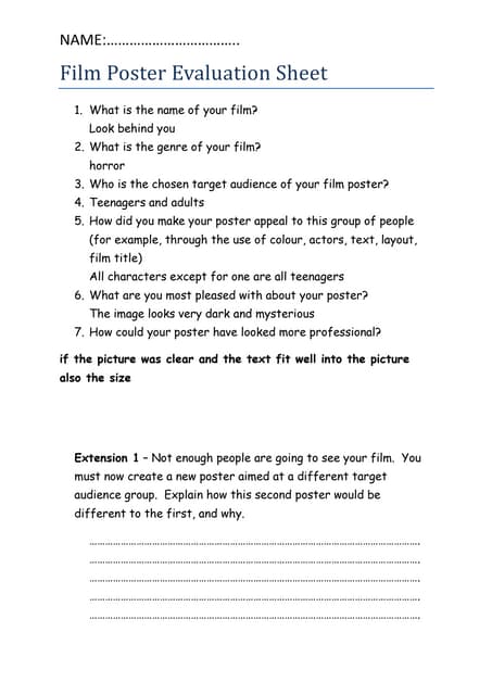 Lesson 5 audience self evaluation sheet | PPTX