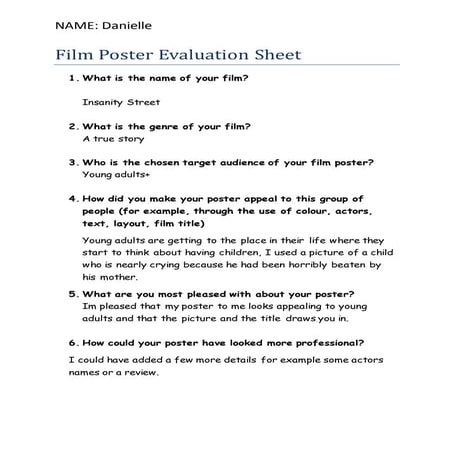 Film Poster Evaluation Sheet | DOCX