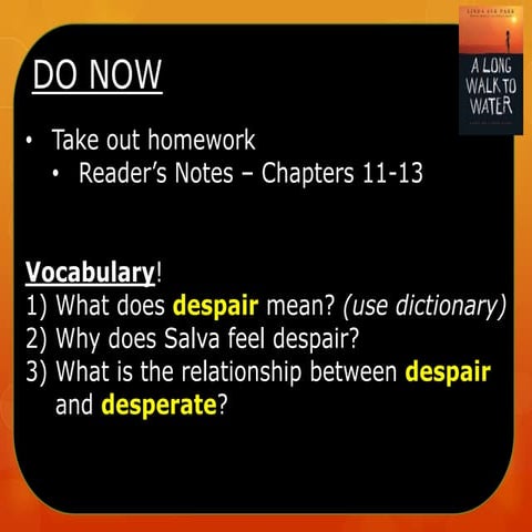 A Long Walk to Water: Lesson5 unit2 | PPTX