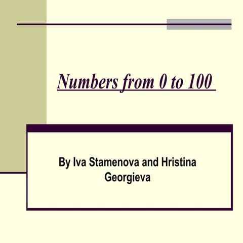 Lesson 5 numbers from 0 to 100. | PPT