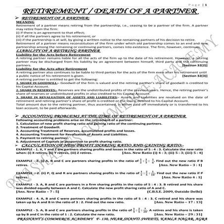 Lesson 5 retirement or death of a partner | PDF