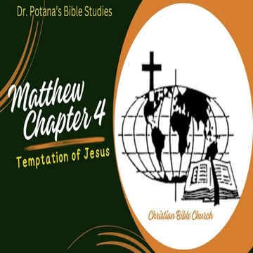 Lesson 5; Temptation of Jesus (Matt. 41-11): A detailed stuy on the Gospel of Matthew | PPTX