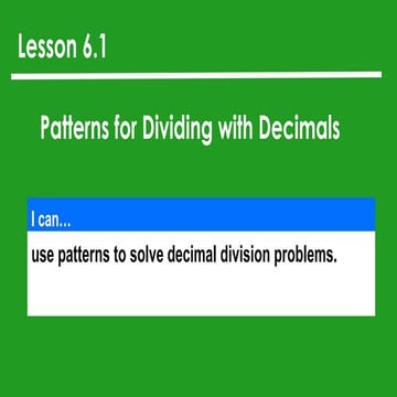 Math Lesson for Grade Five Patterns for Dividing with Decimals | PPTX