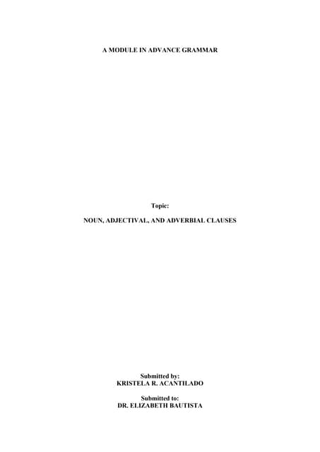 Noun, adjective, and adverb clauses | PPT