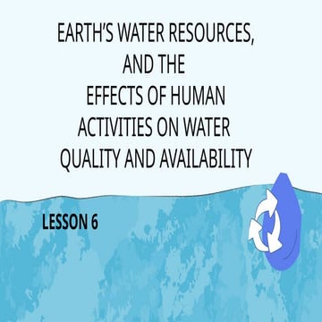 LESSON 6 EARTH’S WATER RESOURCES QUALITY OF WATER | PPTX