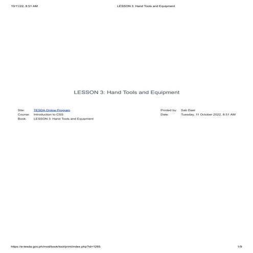 LESSON 6_ Hand Tools and Equipment.pdf | Computer Peripherals | Computing
