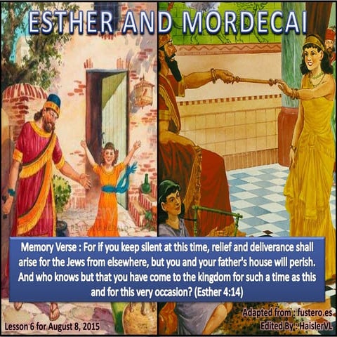 Lesson 6 qtr 3 2015 esther and mordecai | PPTX