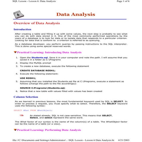 Lesson 6 sql | PDF
