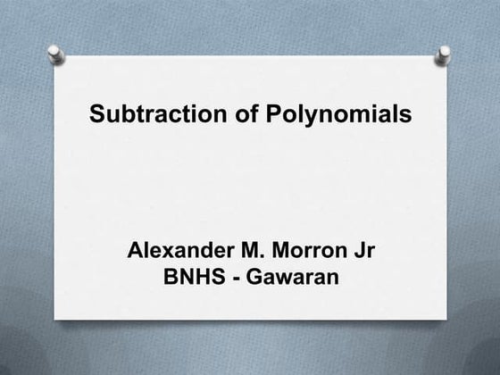 Adding And Subtracting Polynomials Ppt Science