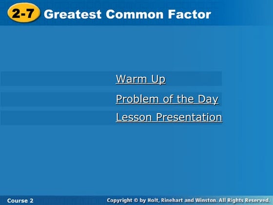 Greatest Common Factor Ppt