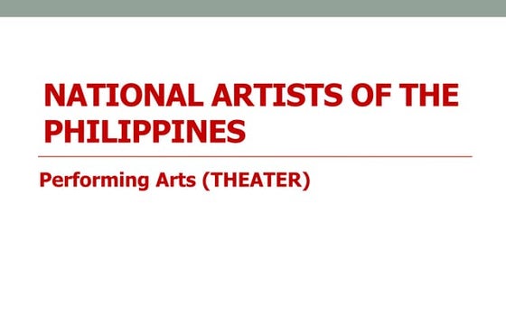 CONTEMPORARY PHILIPPINE ARTS FROM THE REGIONS NATIONAL-ARTISTS | PPT