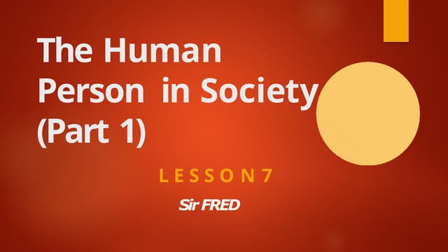 The Human Person in Society | PPTX