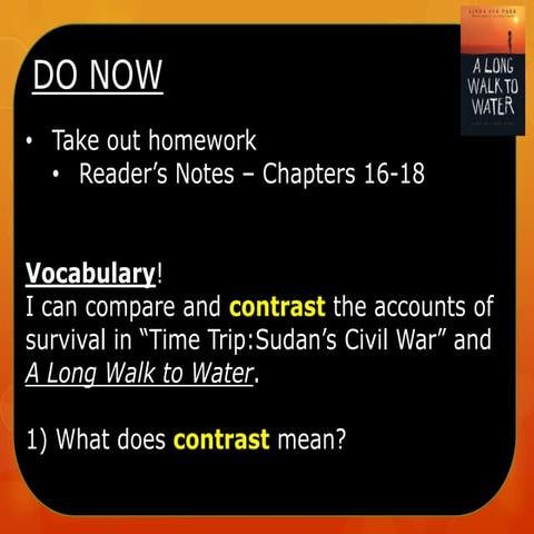 A Long Walk to Water: Lesson7 unit2 | PPTX
