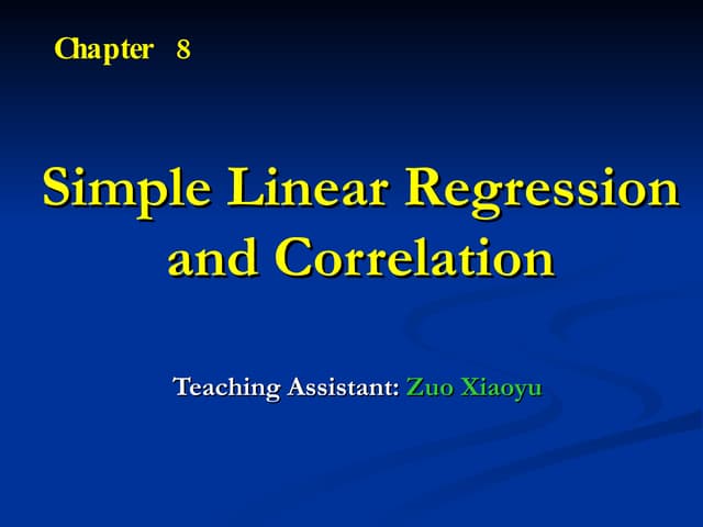 Lesson 8 Linear Correlation And Regression Ppt
