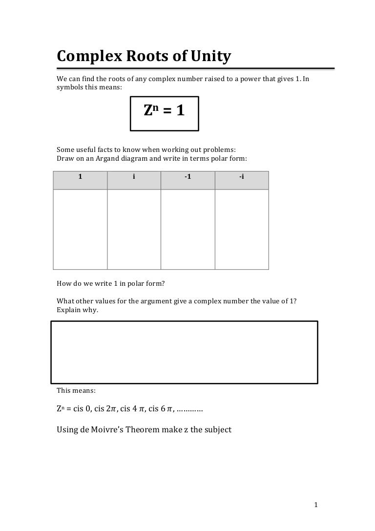 Lesson 8a complex roots of unity