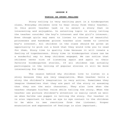 Lesson 8 story telling | PDF