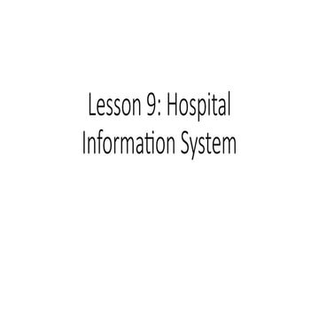 Lesson 9: Hospital Information System (HIS) | PPTX