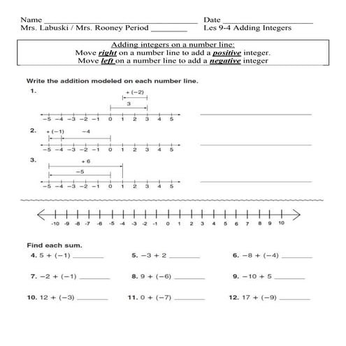 Lesson 9 4 adding integers | DOCX