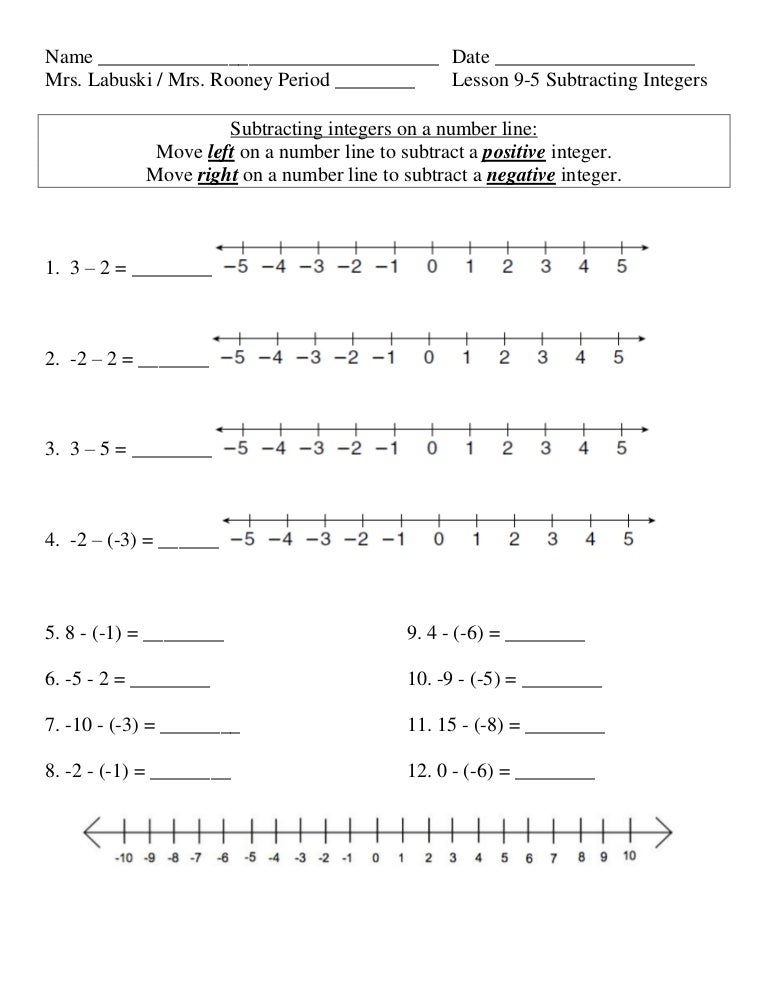 Lesson 9 5 subtracting integers