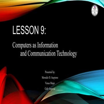 Lesson 9 Computers as Information and Communication Technology | PPT