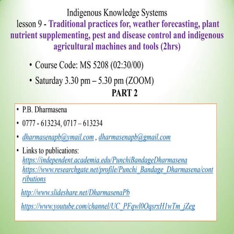 Lesson 9 Part 2- Indigenous Knowledge Systems | PDF